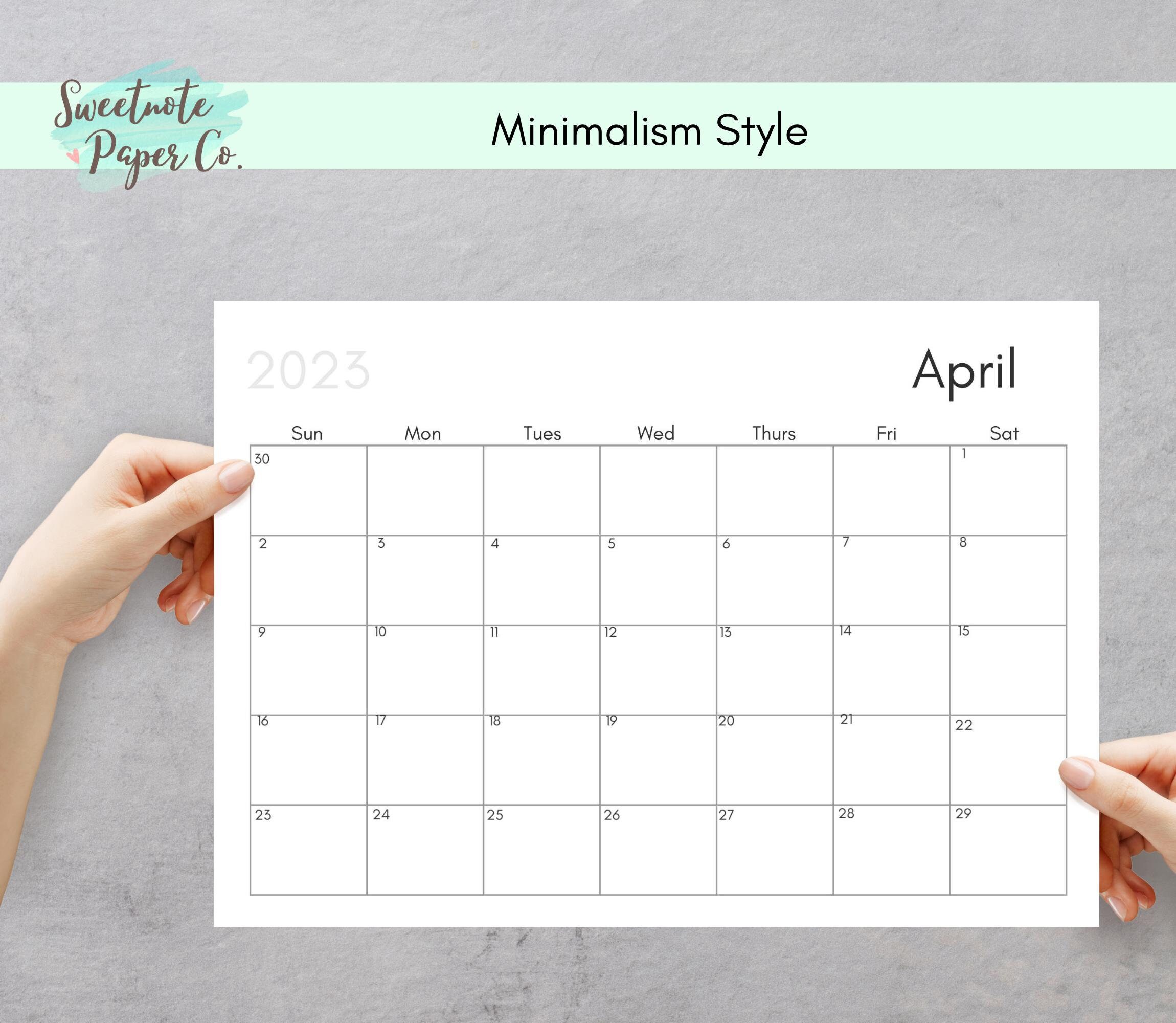 2023 Minimalism Printable Calendar, Printable 2023 Minimalism Monthly ...