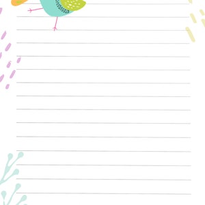 Printable Whimsical Notebook Pages, Printable Note Page, Digital Lined ...