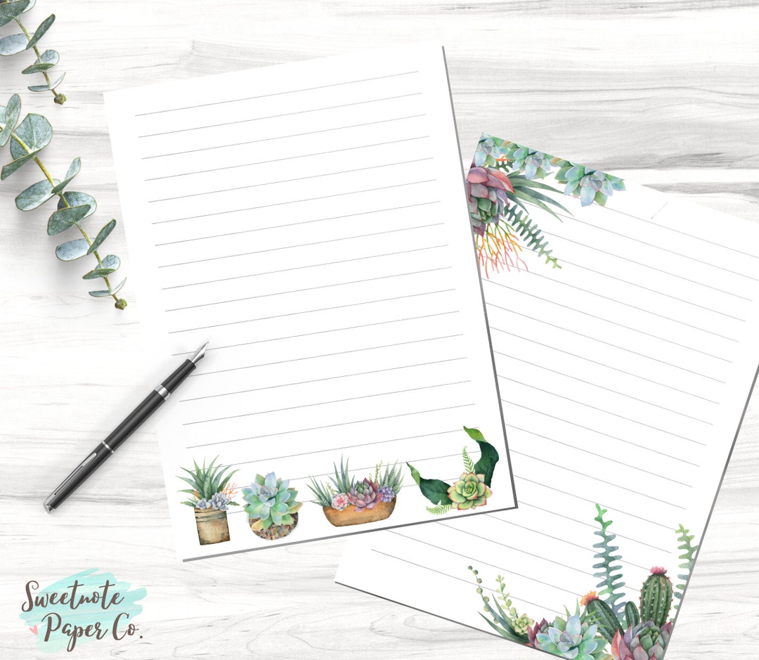 Printable Succulent Note Page, Succulent Notebook Page, Watercolor ...