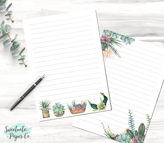Printable Succulent Note Page Succulent Notebook Page | Etsy