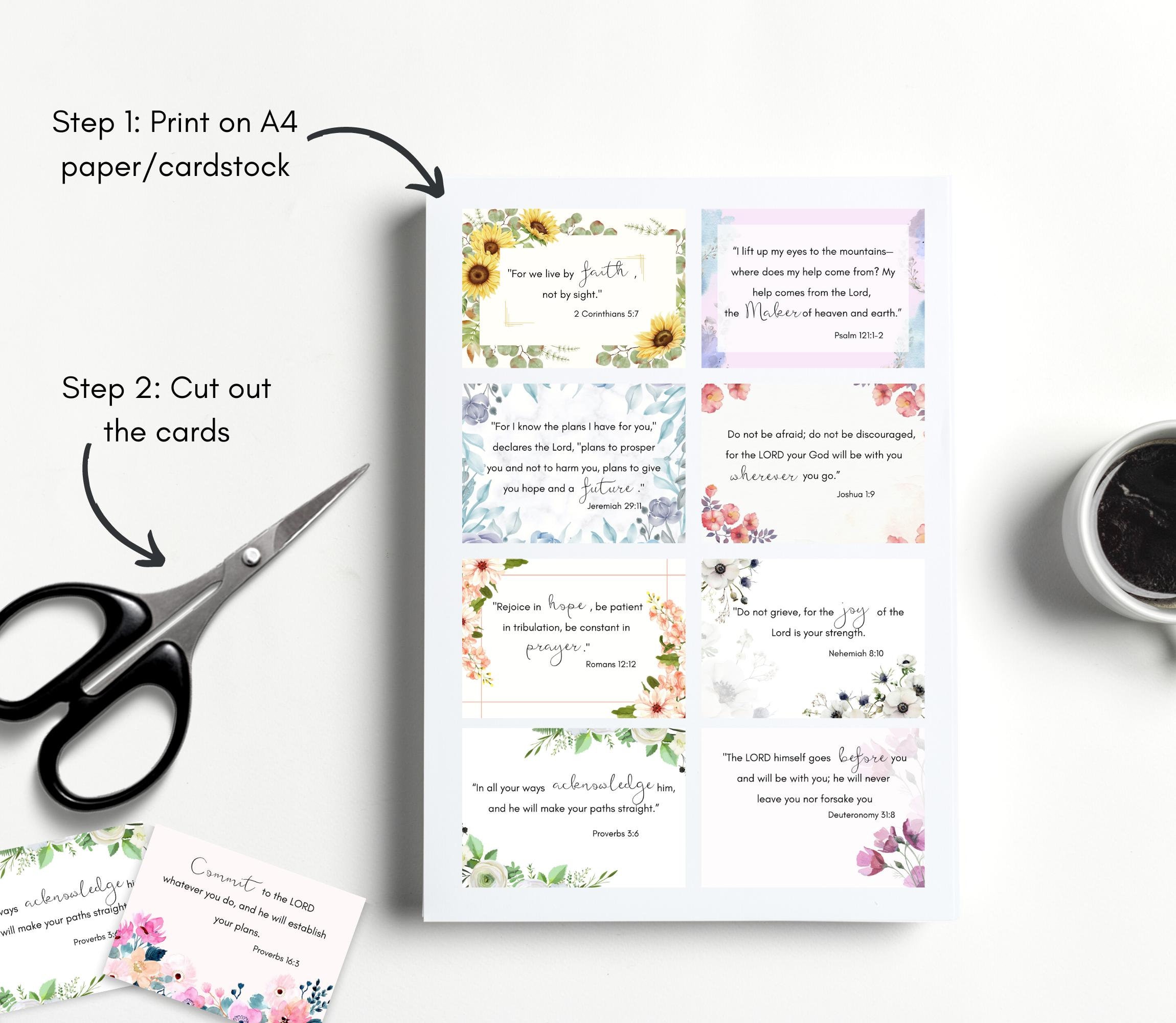 Printable Encouragement Bible Verse Cards, Digital Download Bible ...
