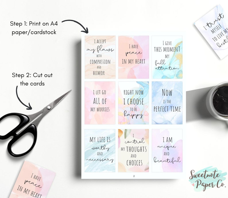 Printable Mindfulness Affirmation Cards, Meditation Cards, Digital ...