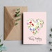Printable Floral Heart Birthday Card, Digital Download Wild Flowers ...