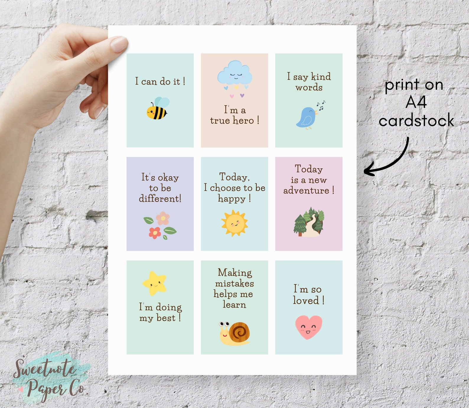 Kids Affirmation Cards, Positivitve Lunch Box Cards for Kids- Printable ...