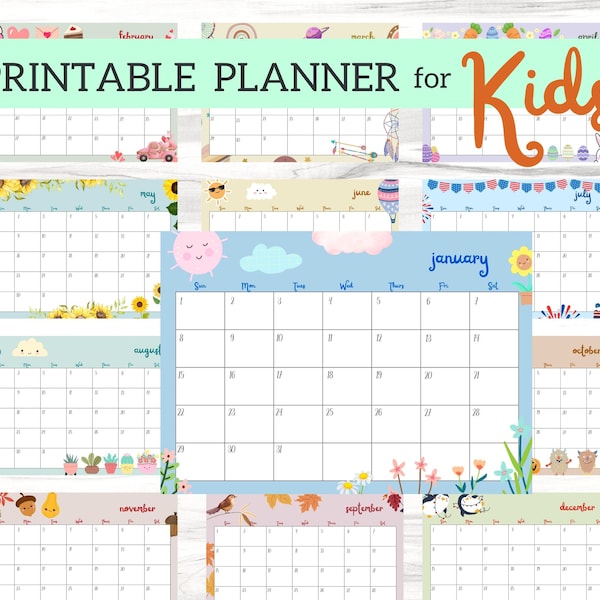 Printable Calendar for Kids - Etsy