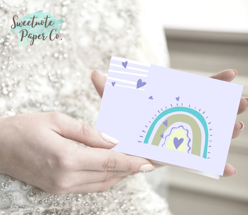 Printable Cute Rainbow Blank Cards, Set of 6, Instant Download, Rainbow ...