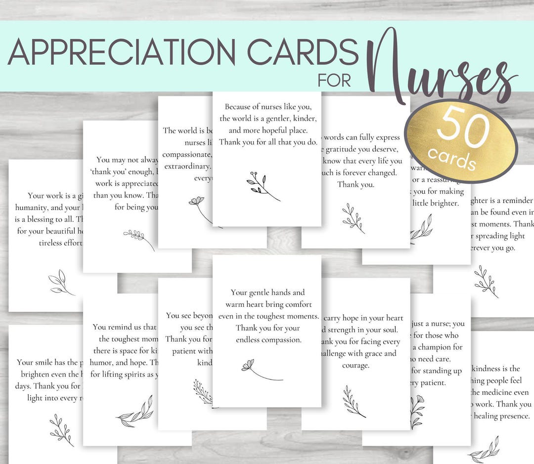 Nurses Appreciation Cards | Printable Thank You Cards for Nurses ...