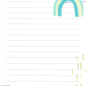 Printable Whimsical Rainbow Notebook Pages, Printable Note Page ...