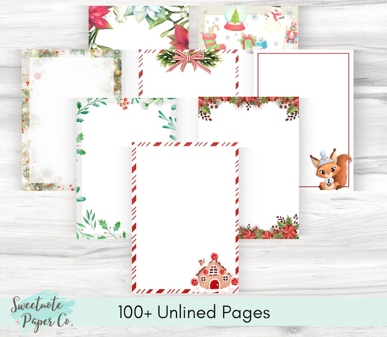 Printable Christmas Stationery Letter Paper, Digital Download Christmas ...