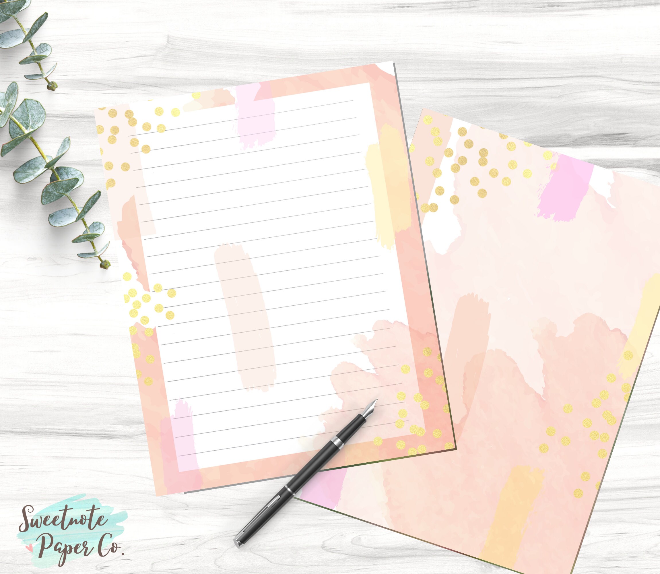 Printable Watercolor Note Page, Printable Abstract Note Page, Digital ...