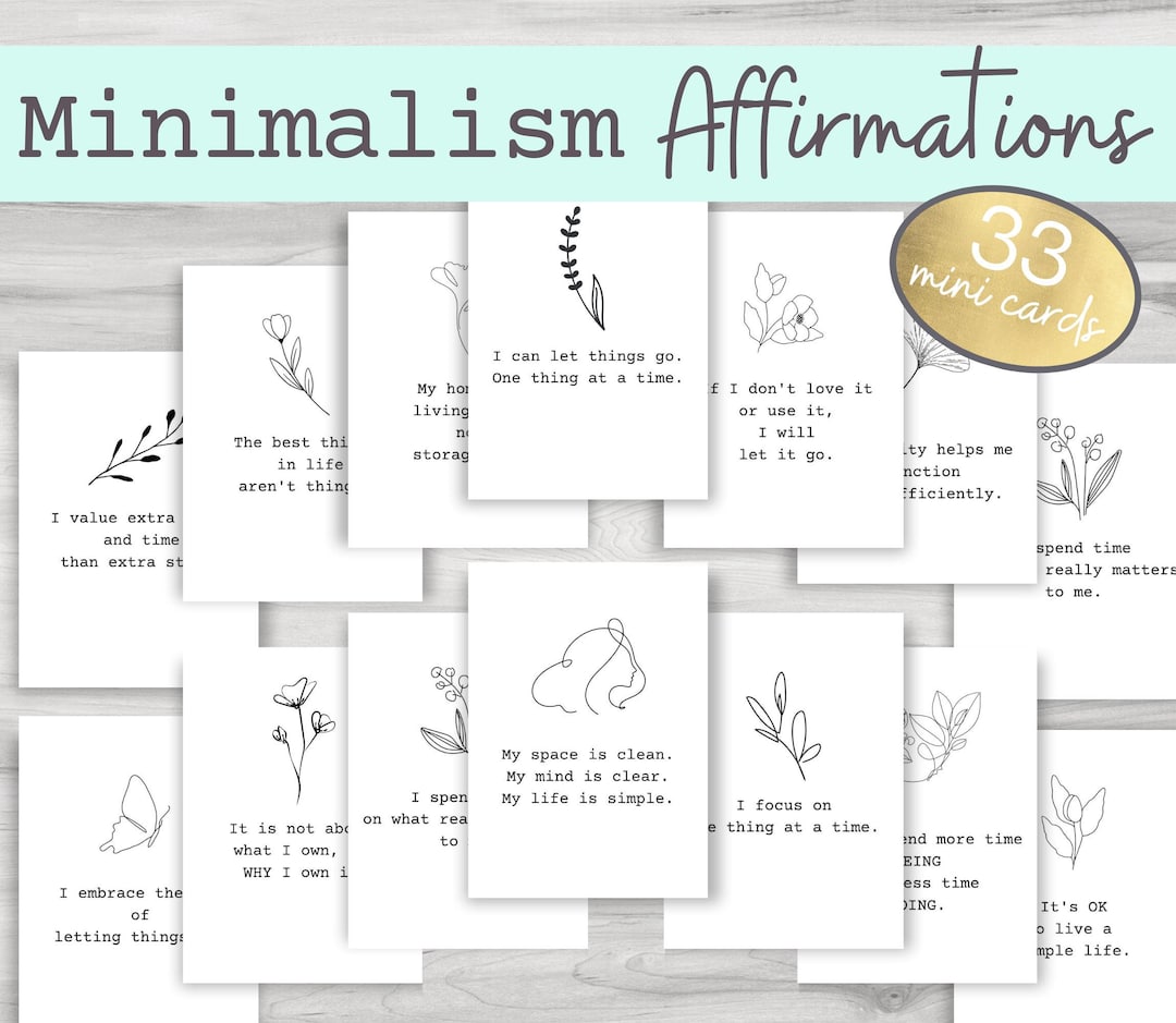 Printable Minimalism Cards, Simple Living, Minimalist Affirmation Cards ...