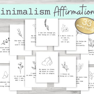 Printable Minimalism Cards, Simple Living, Minimalist Affirmation Cards ...
