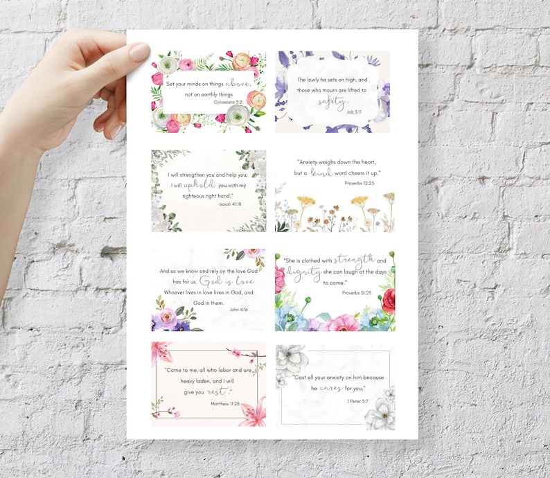 Printable Encouragement Bible Verse Cards, Digital Download Bible ...