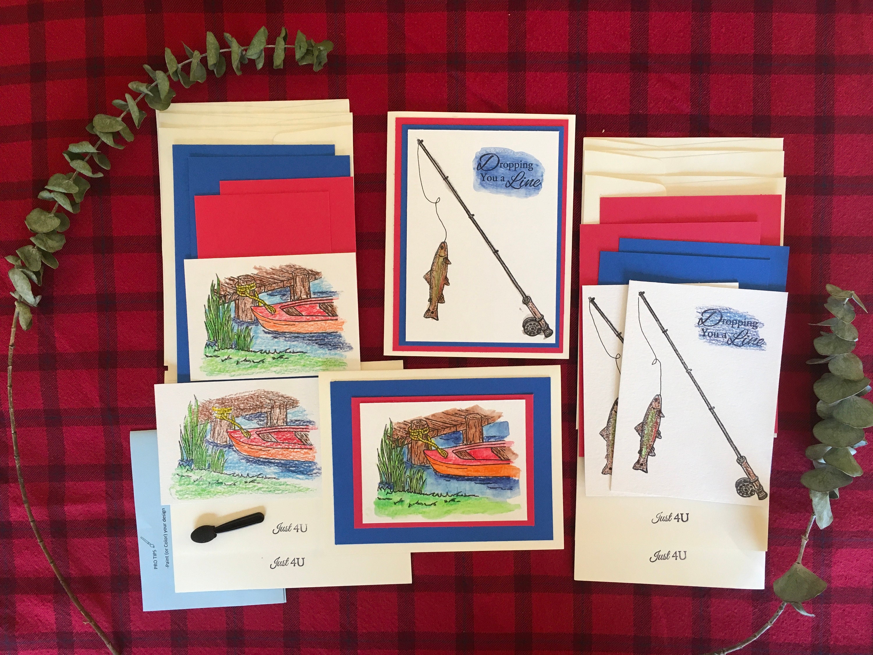Dropping A Line- Fishing Note Cards- Set of 6 - Etsy