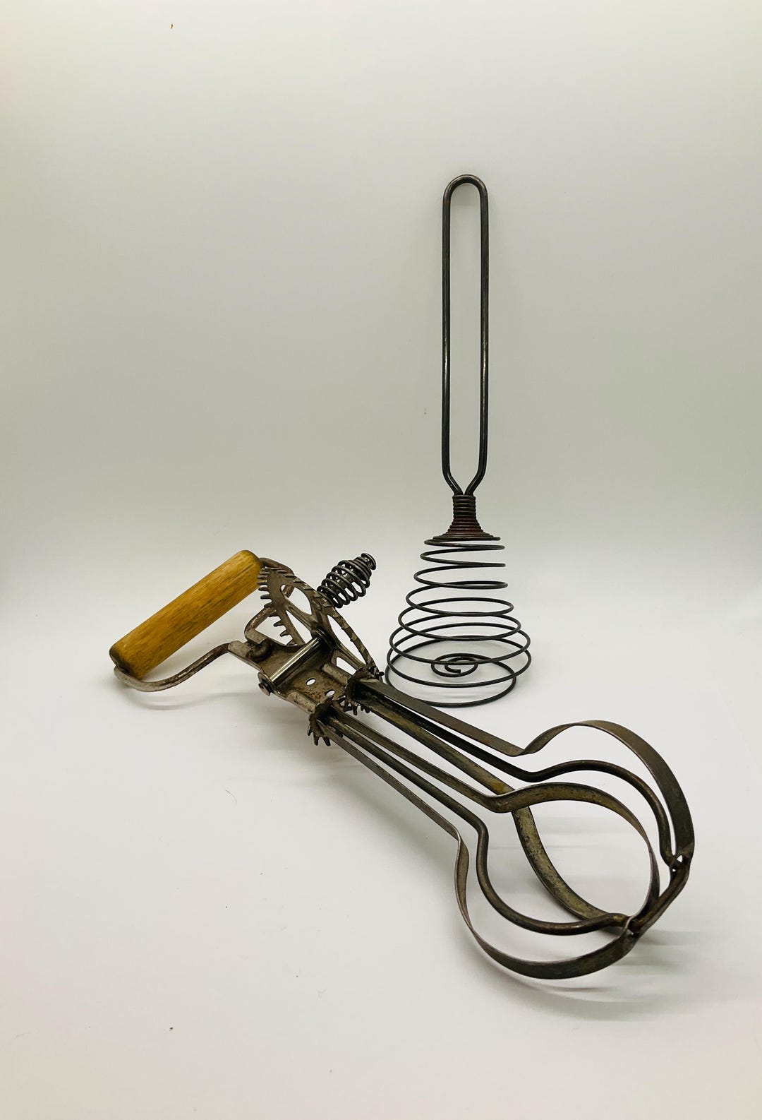 Vintage Kitchen Utensils/a&j Hand Mixer/wooden Handle/stainless Steel ...