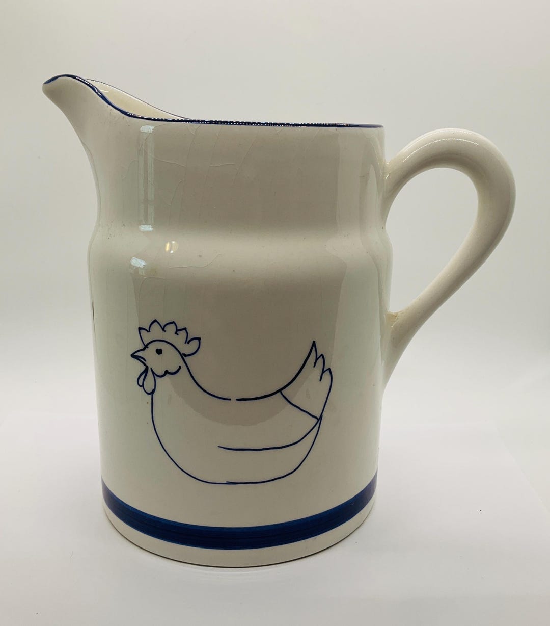 Vintage Chicken Pitcher/ Mancer Pitcher/ Made in Italy/ White/ Blue ...