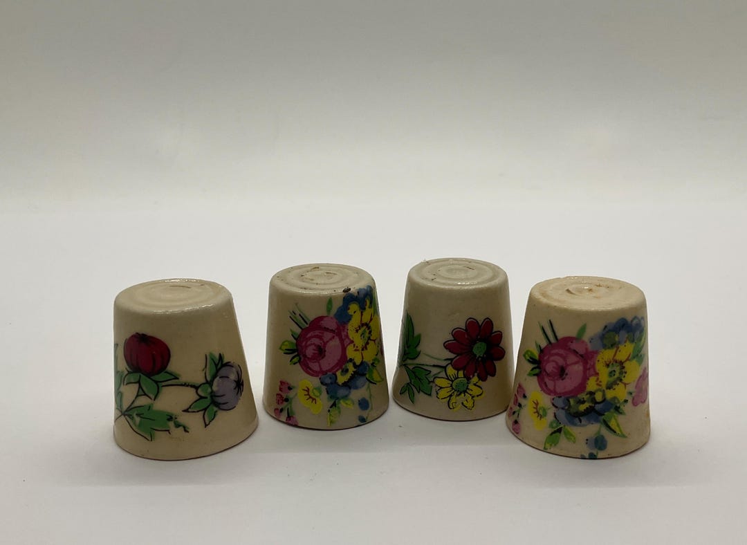 Vintage Porcelain Thimbles/floral Patterns/hand Painted/collectible ...