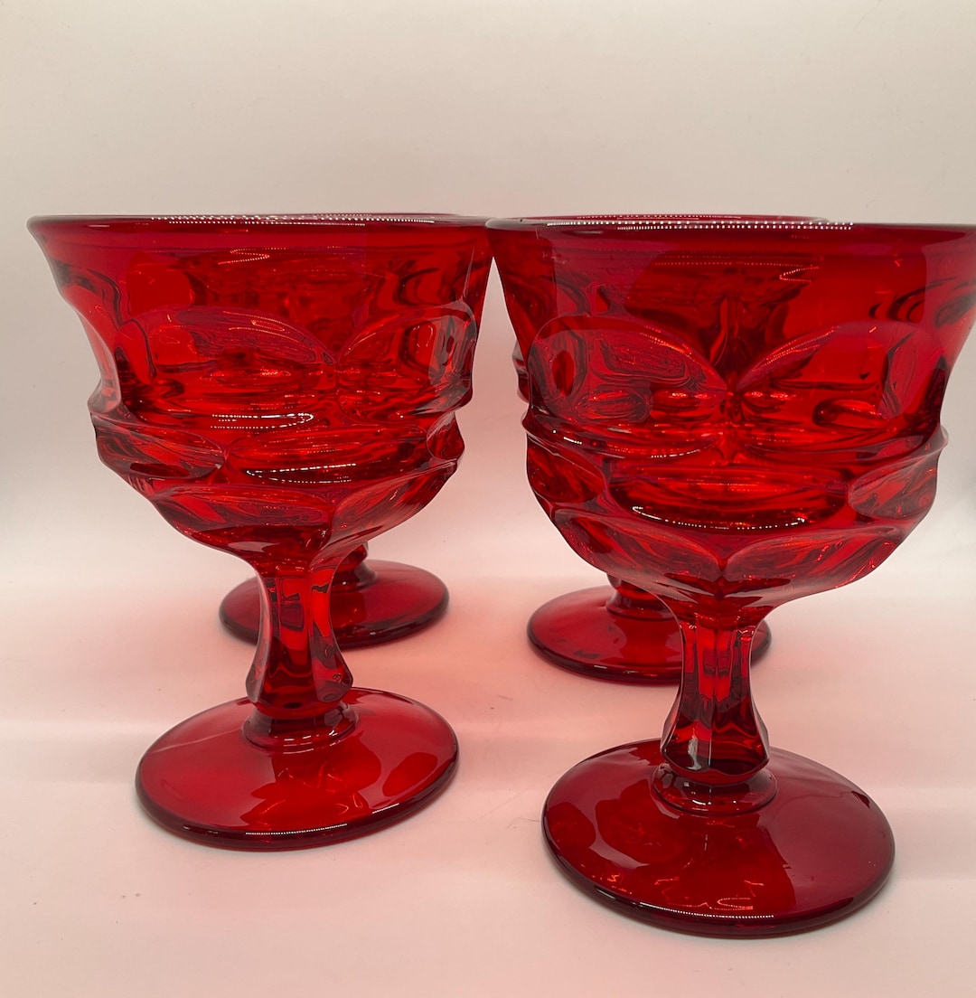 Vintage Fostoria Champagne/tall Sherbet Glasses, Argus Ruby Red - Etsy
