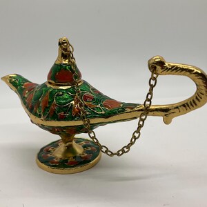 Genies Lamp Trinket Box/metal and Enamel/vintage Trinket Box - Etsy
