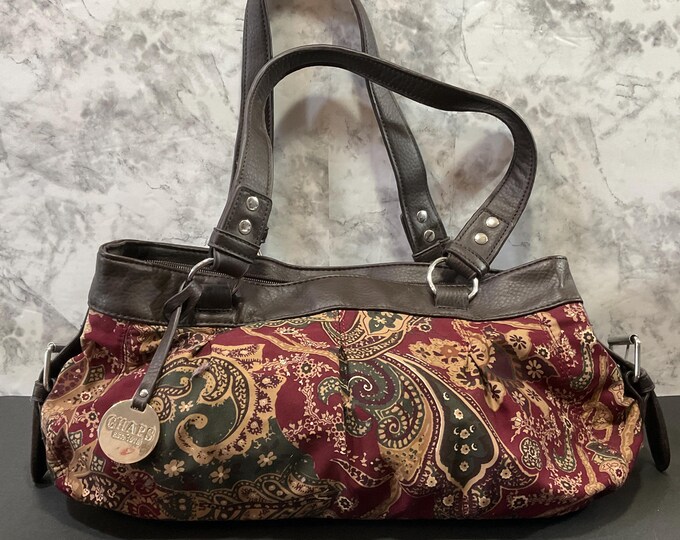 Vintage Chaps Handbag/paisley Pattern With Brown Faux Leather Handles ...