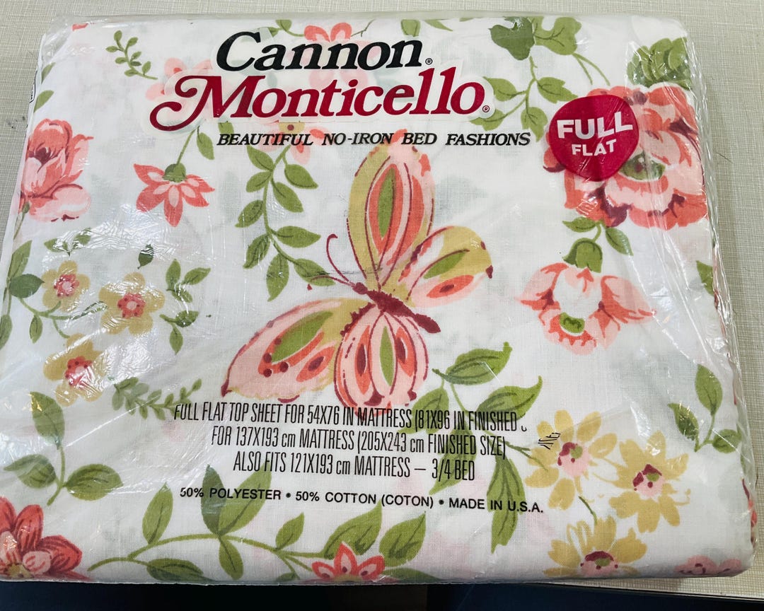 Vintage Full Size Flat Sheet/cannon Brand/light and Dark Coral and Gold ...