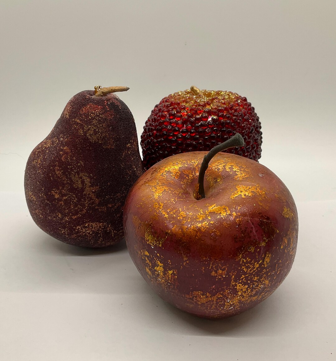Vintage Faux Fruit/fruit for Holiday Arrangement/ Two Apples/one Pear ...