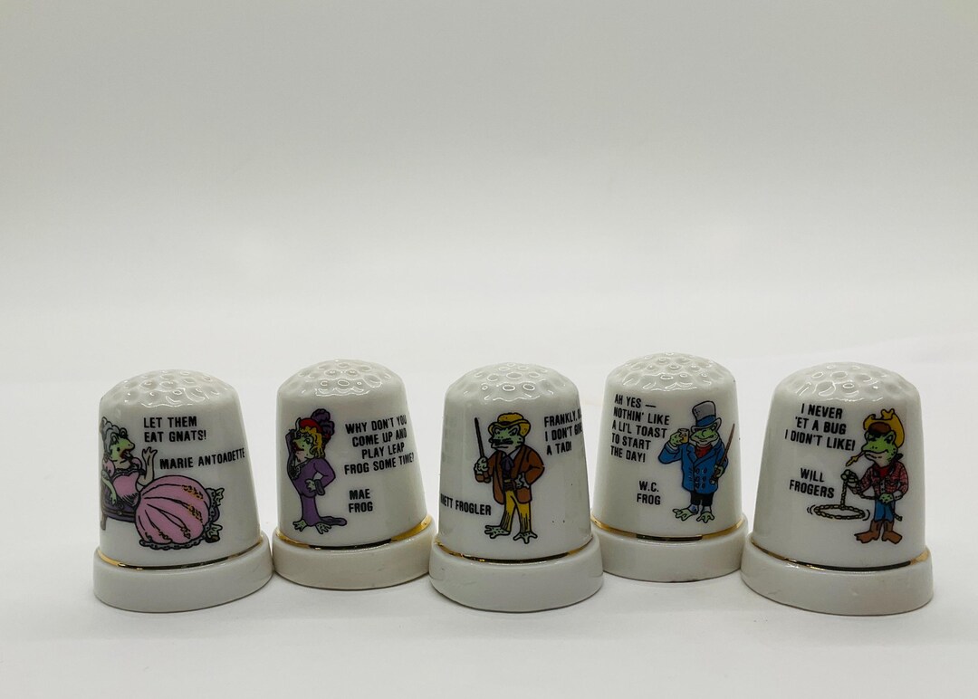 Collector Thimbles/frog Characters/funny Quips/porcelain Display ...