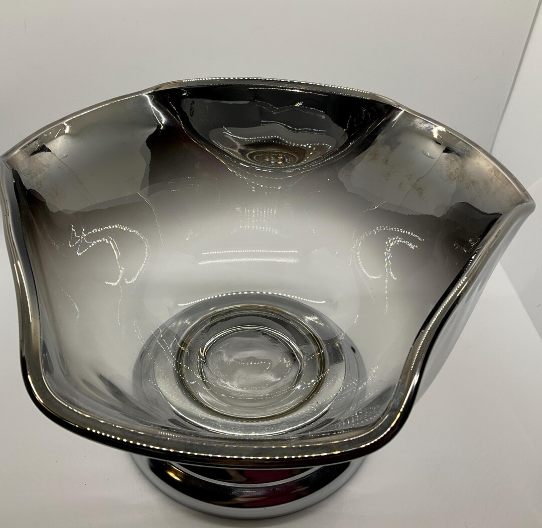 Vintage Vitreon Queens Lusterware Silver Fade Large Footed Bowl - Etsy