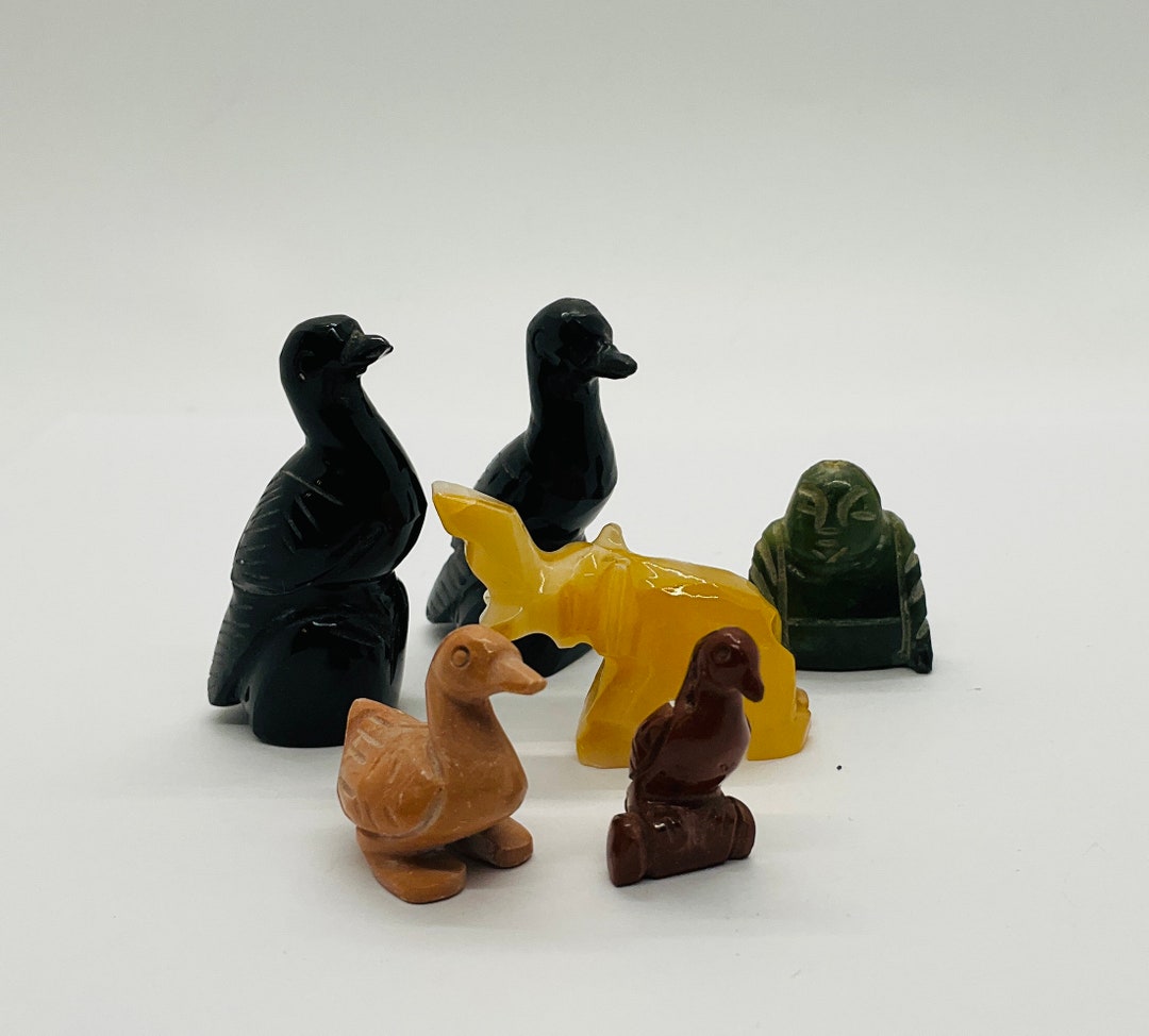 Stone Carved Miniature Animals/ Onyx Birds/ Onyx Elephant/ Buddha ...