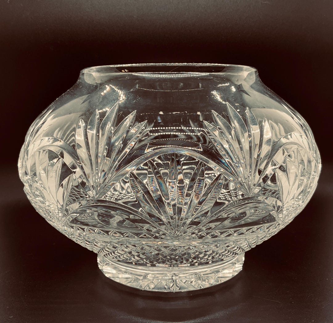 Vintage Polonia, Hand Cut Crystal Rose Bowl, Made in Poland - Etsy
