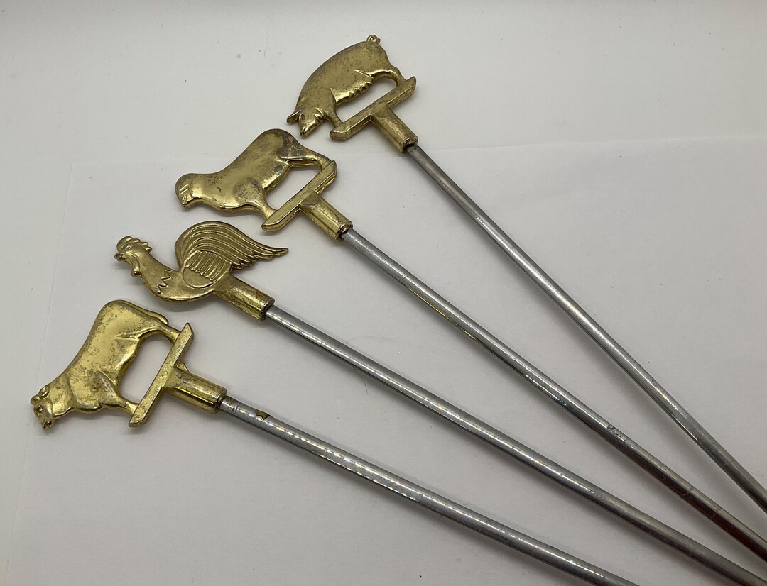 Barbecue Kabab Skewers/brass Look Animals/pig/sheep/chicken and Cow ...