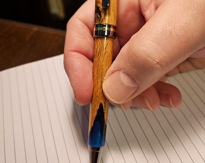 Maine Oak Burl and Blue Ballpoint Pen - Gift Pen, Graduation, Executive ...