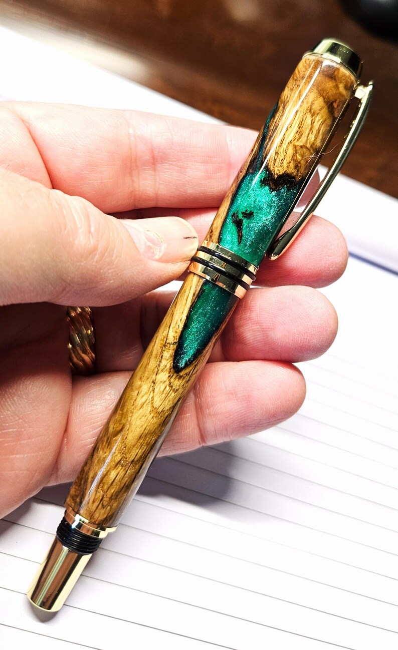 Maine Oak Burl With Green Flash Fountain Pen - Custom Pen, Handmade Pen ...
