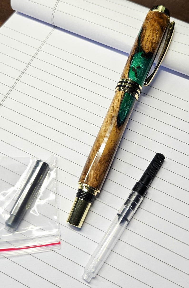 Maine Oak Burl With Green Flash Fountain Pen - Custom Pen, Handmade Pen ...
