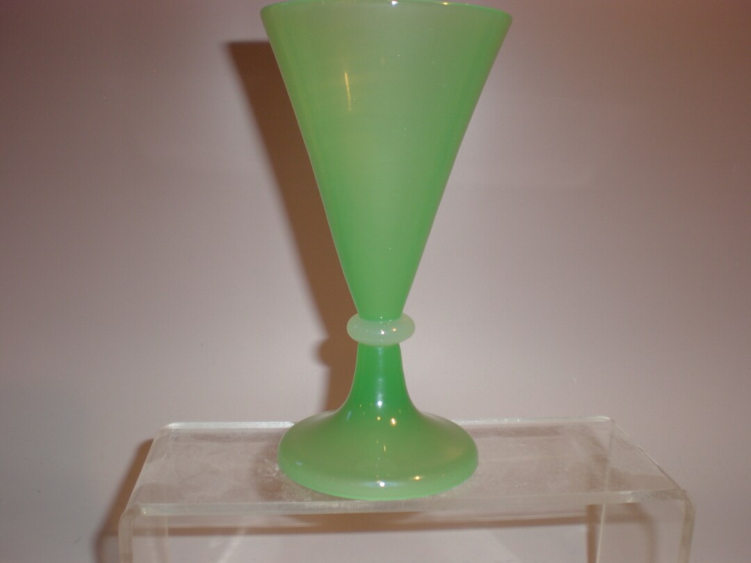 Carder Steuben 6220 Goblet Green Jade Bowl & Foot With Alabaster Knob ...