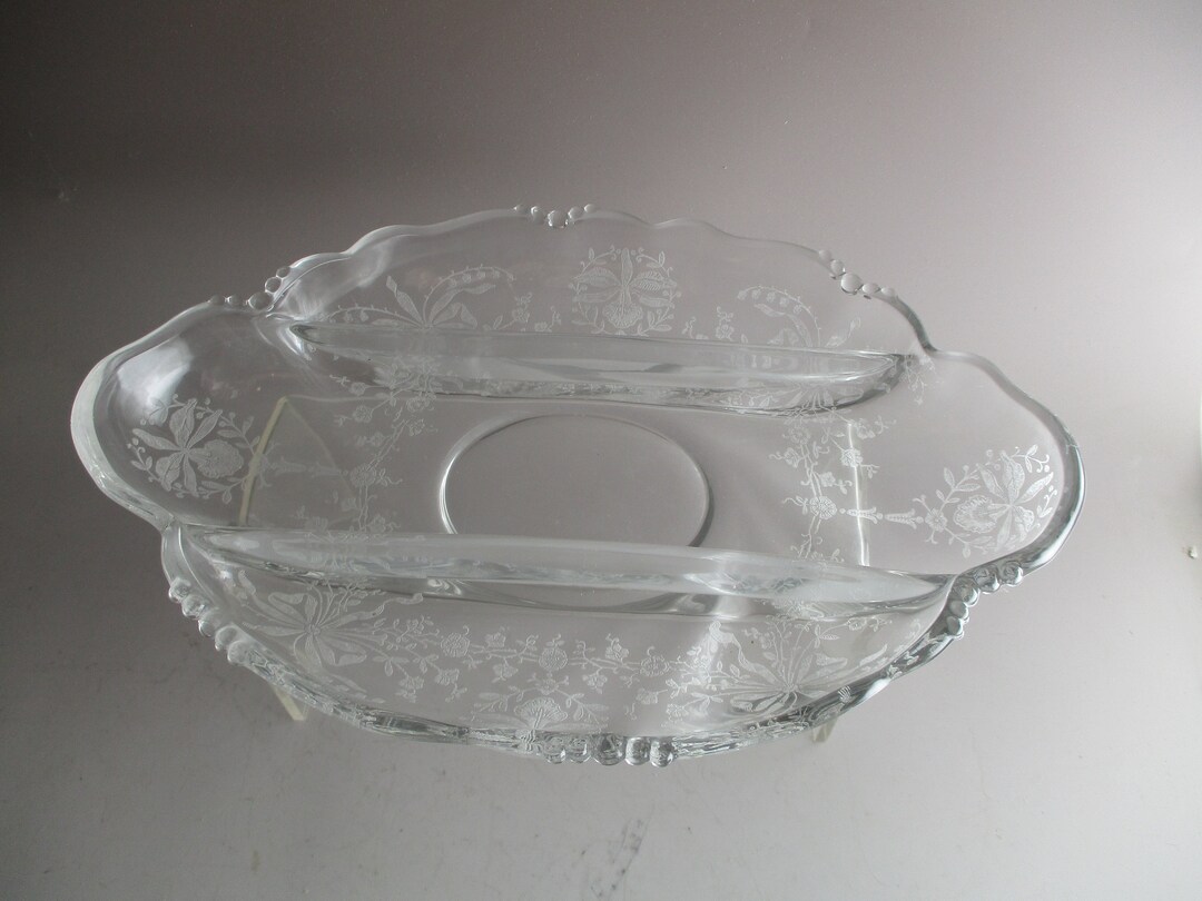 Heisey Orchid Three Part Relish - Etsy