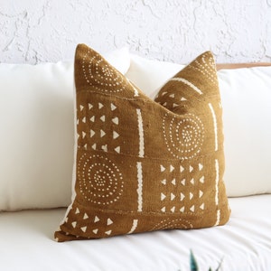 Mustard Authentic Mudcloth Lumbar Pillow, Decorative Lumbar Pillows - Etsy