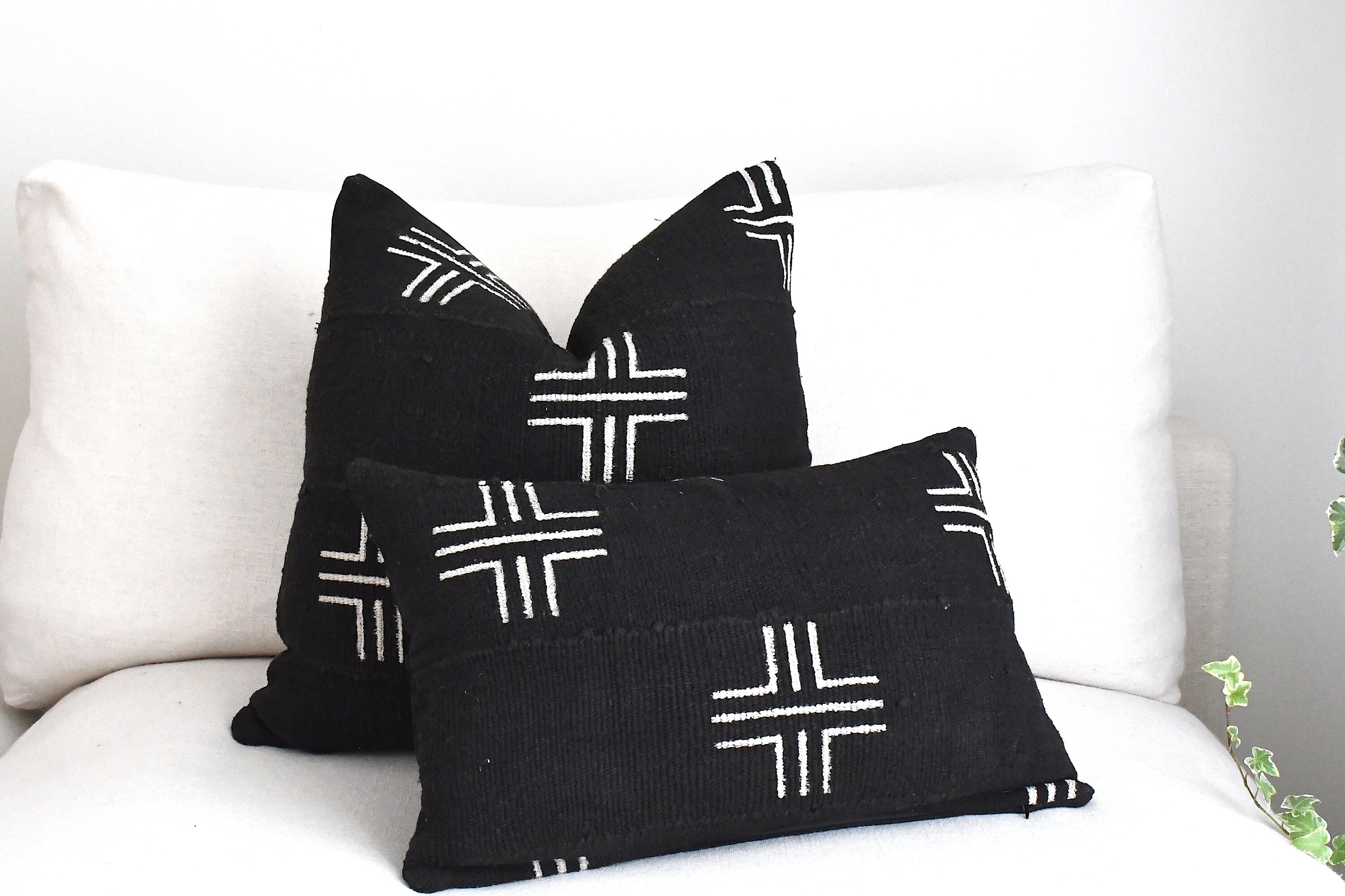 Black Long Lumbar Pillow 20x20 Black Pillow Cover Black - Etsy