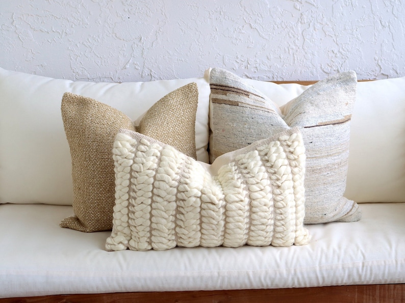 Textured Boho Pillow Cover Set, Lumbar Sofa Pillows, Brown 18x18 ...