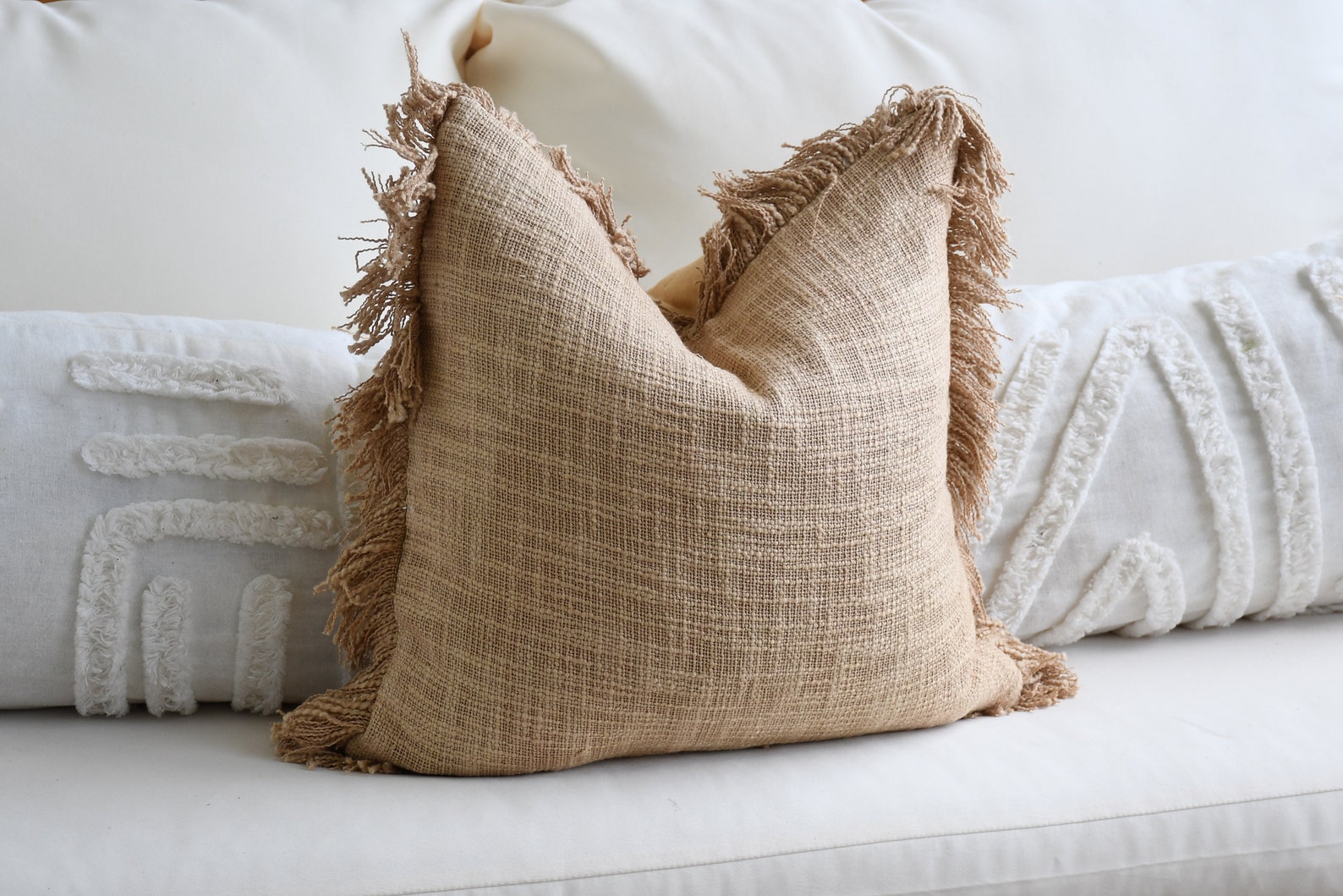 Brown/beige | White Boho Pillow Combination | Sofa Pillow Set | Decor ...