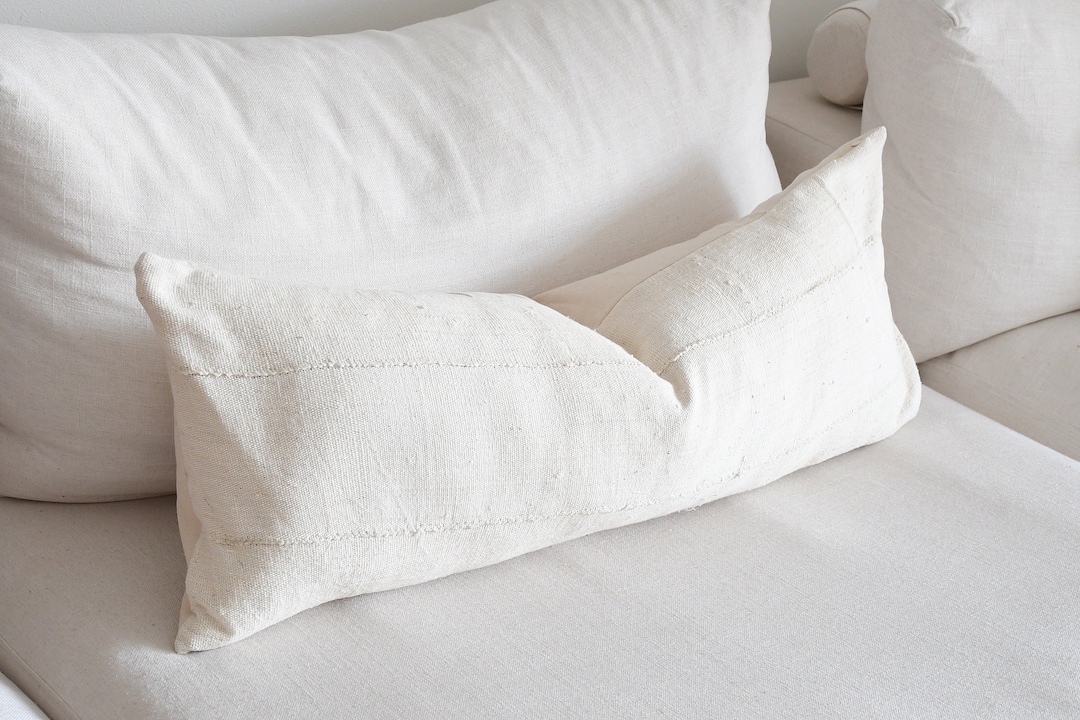Long Ivory White Lumbar Pillow, Plain Oversized Pillow Cover, 14 X 36 ...