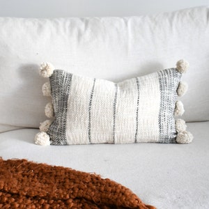 Small Lumbar Pillow Off-white and Gray Cute Lumbar Pillow Cover ...