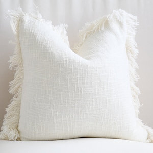 Ivory Boho Fringe Pillow Combination | 2 Sofa Pillow Set | Decor Pillow ...