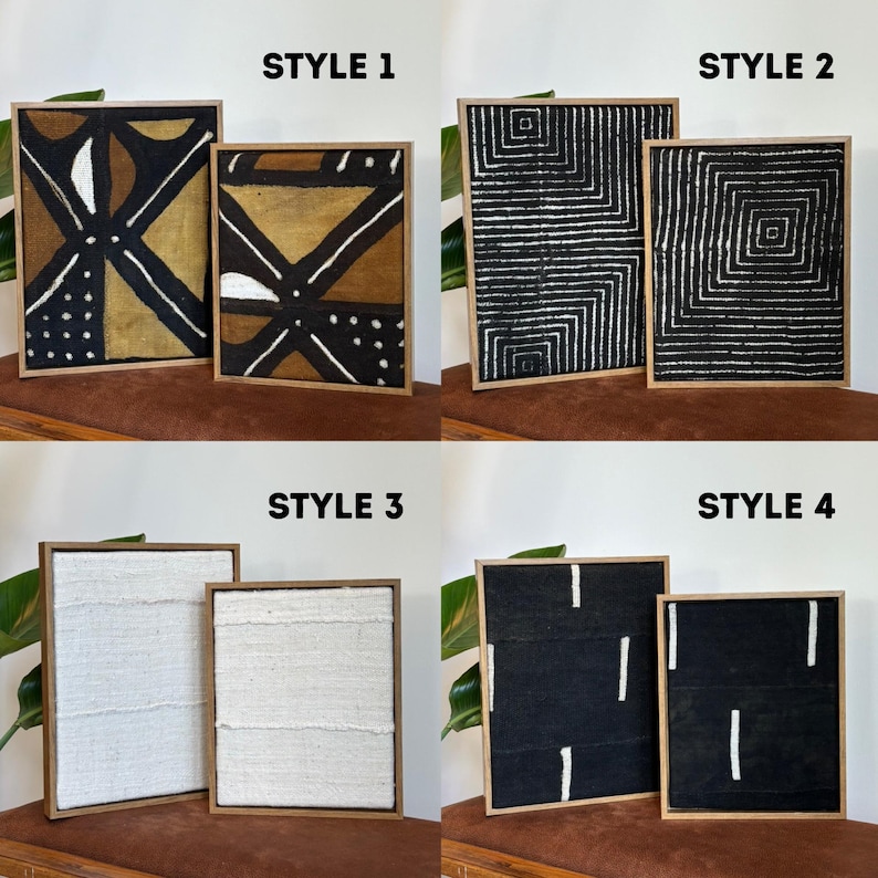 Authentic Mudcloth Wall Art, 9x11 Inch Wood Style Frame, Textile ...