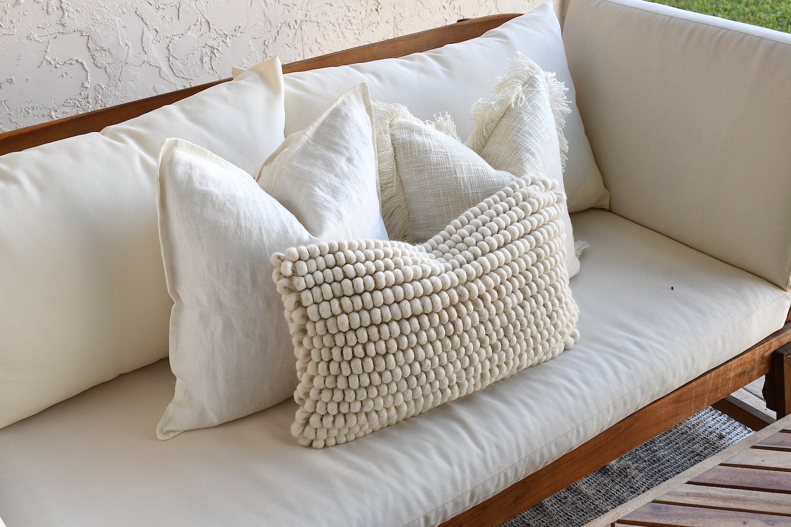 3 Ivory White Boho Pillow Set | off White Textured Pillow | Sofa Pillow ...