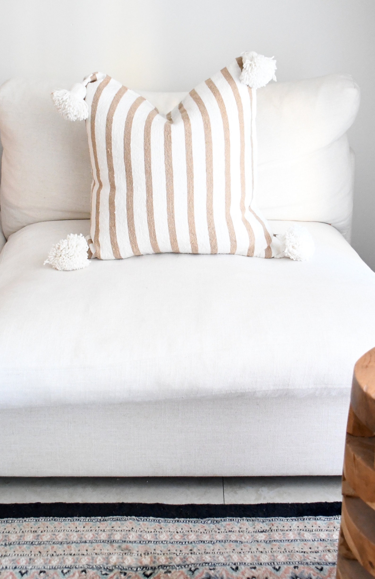 Pom Pom Beige Stripe Light Brown Cover-handmade-handwoven Soft | Etsy