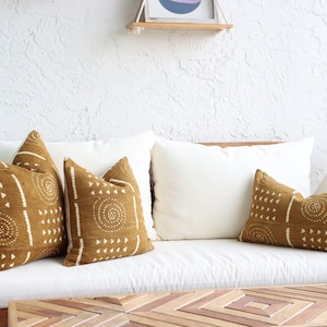Mustard Authentic Mudcloth Lumbar Pillow, Decorative Lumbar Pillows - Etsy