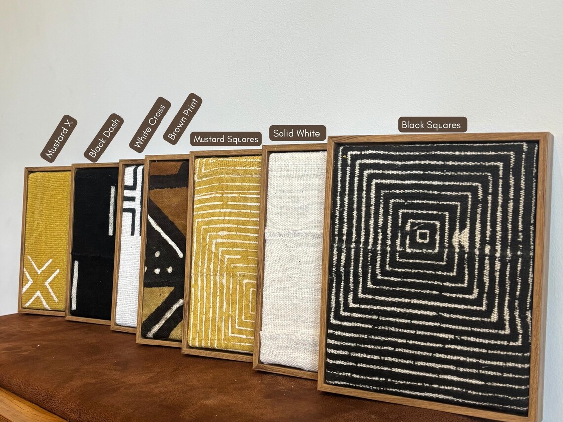 Authentic Mudcloth Wall Art, 9x11 Inch Wood Style Frame, Textile ...