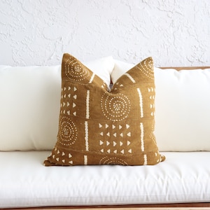 Mustard Authentic Mudcloth Lumbar Pillow, Decorative Lumbar Pillows - Etsy