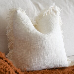 Ivory Boho Fringe Pillow Combination | 2 Sofa Pillow Set | Decor Pillow ...